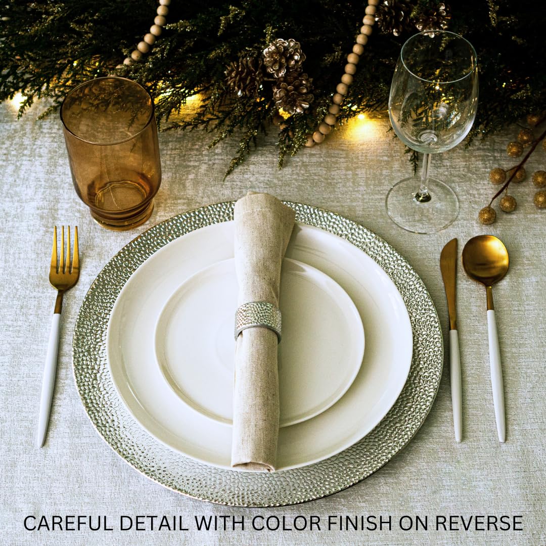 Rickion Charger Plates and Napkin Rings, Set of 6, Silver Chargers for Dinner Plates β Unique, Elegant, Bubble Plate Chargers & Matching Napkin Rings β Thick, Reusable PP Plastic