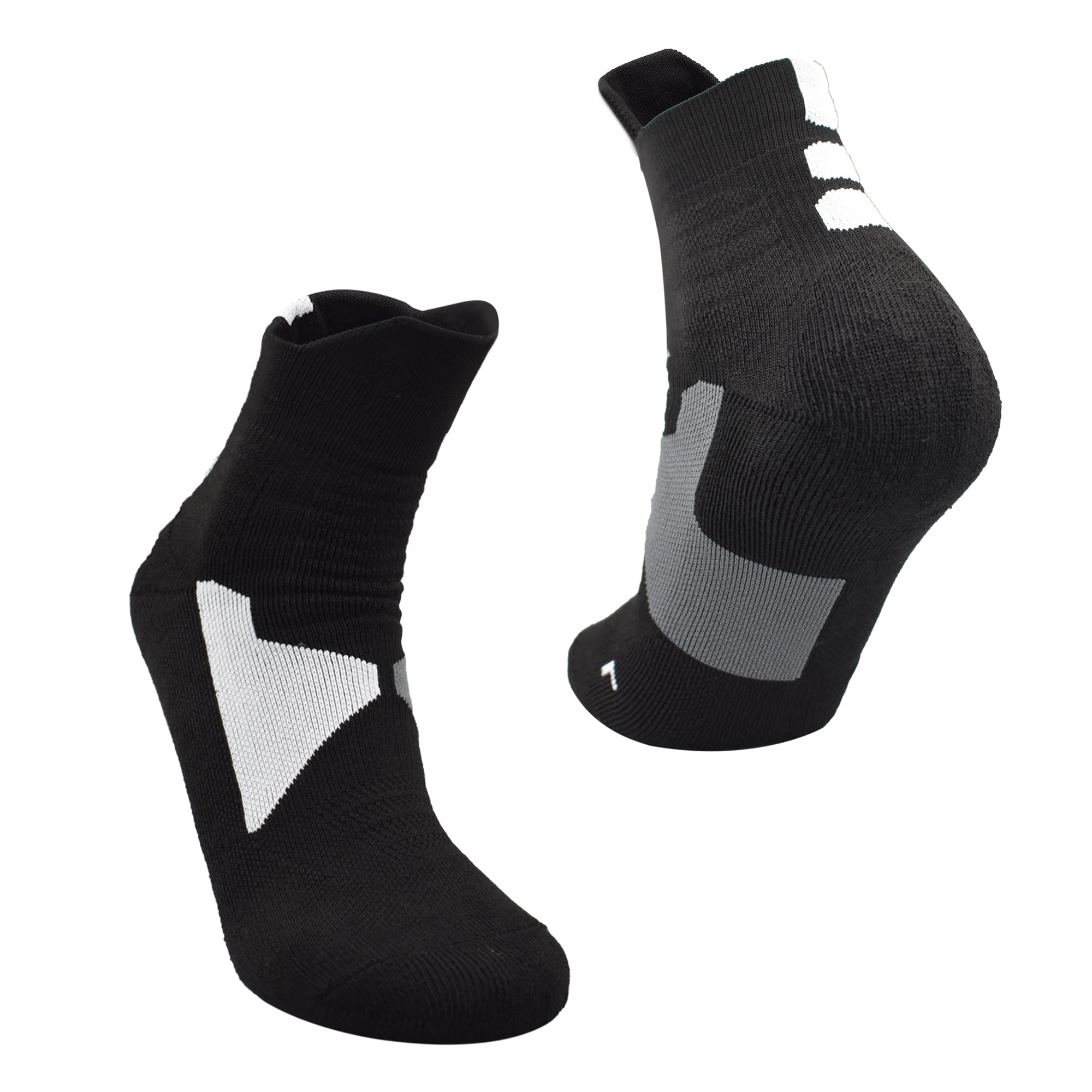 Senston Men's Sports Socks 3 Pack Basketball Socks Towel Bottom Running Sporting Socks - C