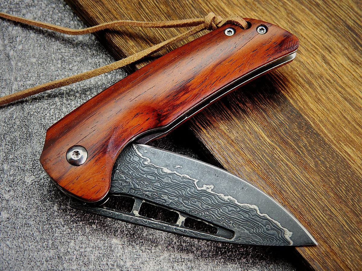 Sitivien ST217 Damascus Steel Folding Knife, Dalbergia Handle and VG10 Core Blade EDC Tool Knife for Outdoor, Camping, Hiking, Hunting
