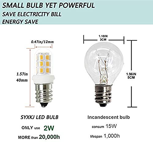 SYXKJ E12 Led Bulbs 2W Salt Lamp Bulb, E12 Candelabra Base, Replacement for 15W Himalayan Chandeliers, C7 Replacement Bulbs, Non-dimmable Warm White 3000K 5-Pack