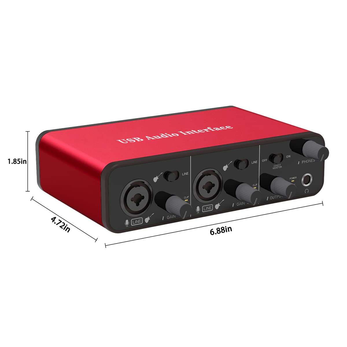 USB-C Audio Interface Audio Interface Microphone Preamps for Recording Music with 48V Phantom Power 24 Bit For Phone/Tablet/PC and Other Equipment Recording（NO DAW Recording Software included）