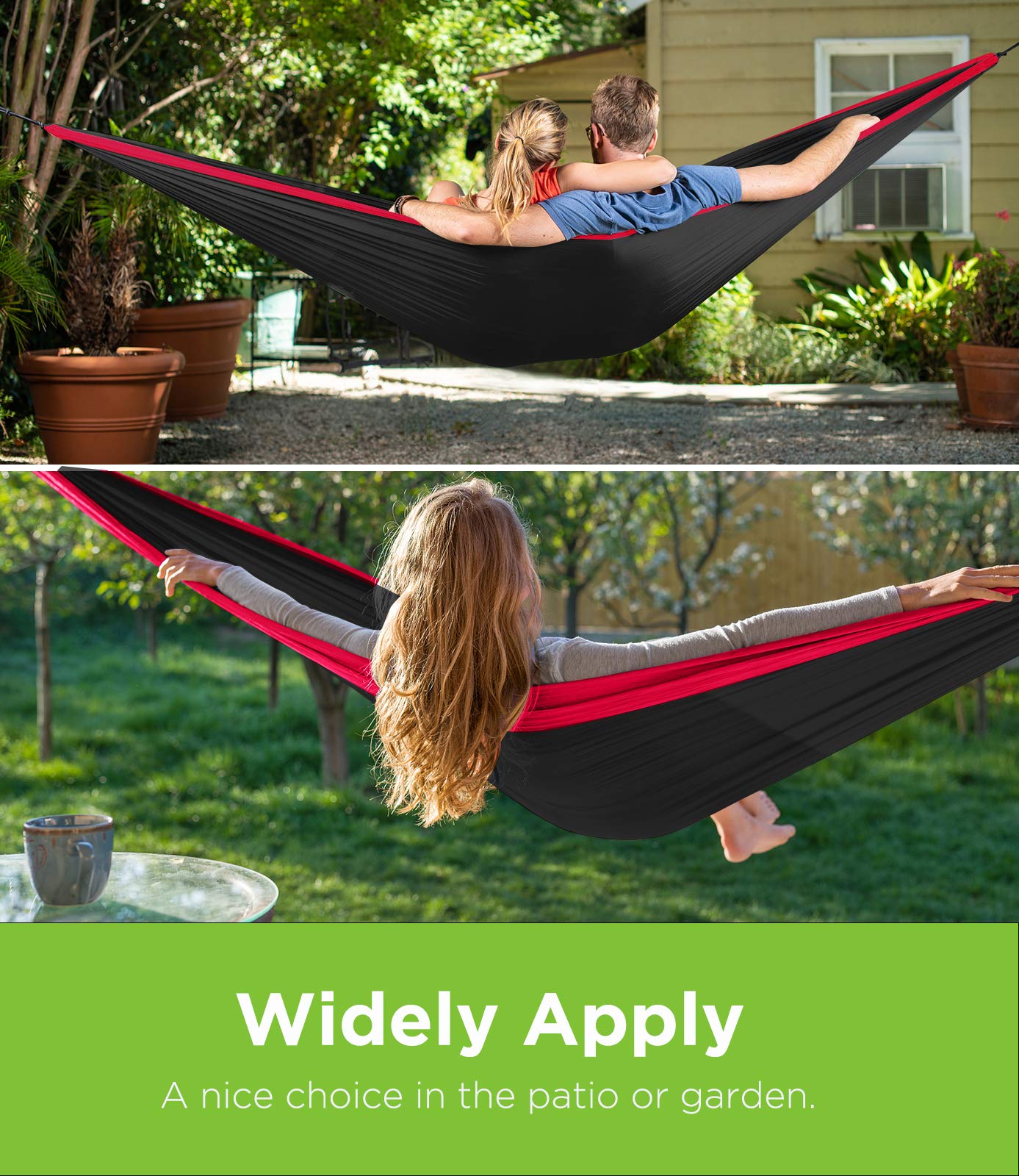 Puroma Camping Hammock with Net Double & Single Hammock with Tree Straps Portable Hammock Ultralight Nylon Parachute Hammocks for Backpacking, Travel, Beach, Camping, Hiking, Backyard