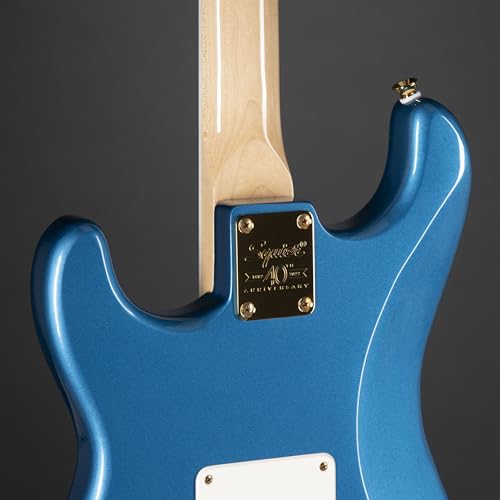 Squier 40th Anniversary Gold Edition Stratocaster Electric Guitar, with 2-Year Warranty, Lake Placid Blue, Laurel Fingerboard