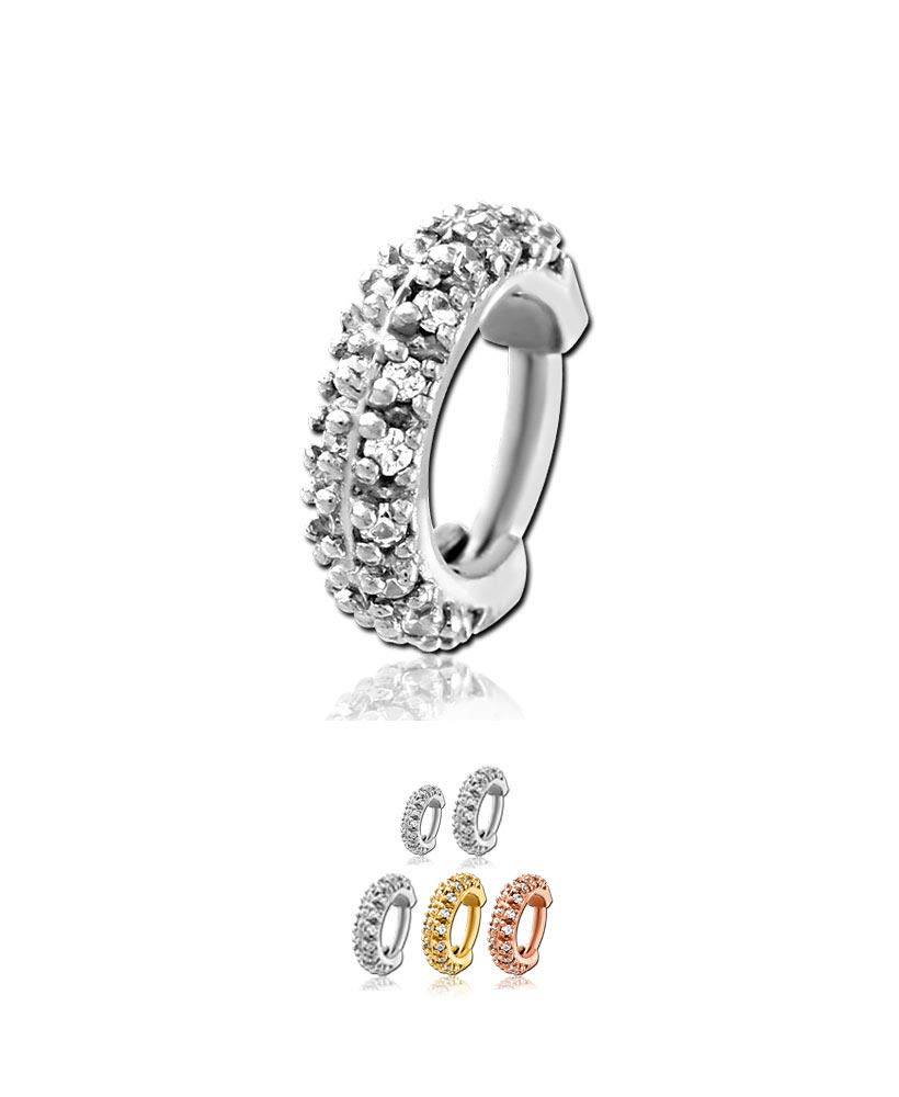 Rose-Tone 316L Surgical Steel Multi Purpose Clicker Hoop Septum Helix Nose Ring Daith Ear Cartilage 1/4" 18G