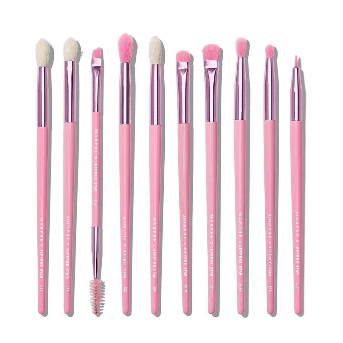 Morphe x Jeffree Star Eye Brush Collection - 10 Stunning Superstars with a Superstar Pink Bag - Natural and Synthetic Brushes