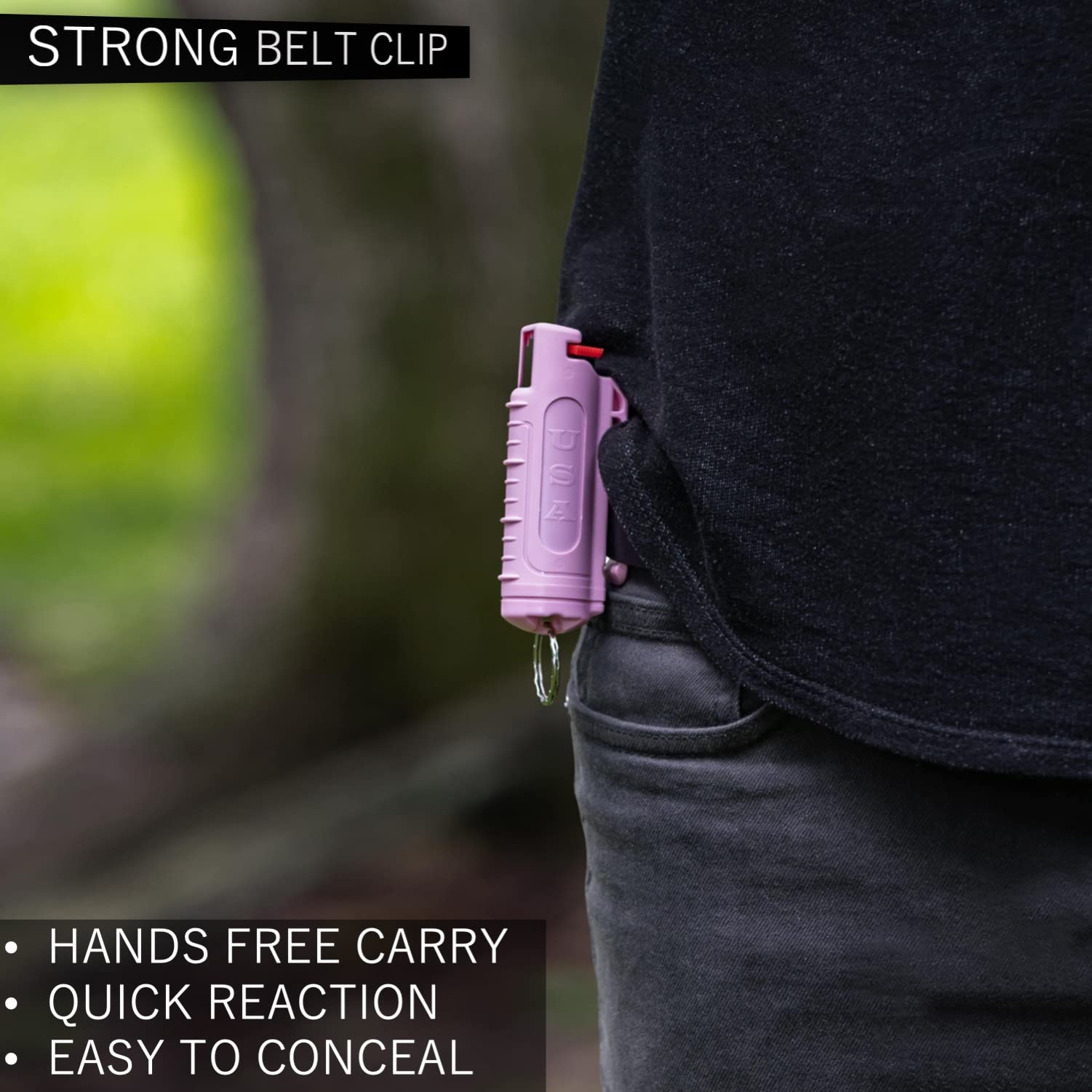 Police Magnum Keychain Pepper Spray Self Defense Belt Clip Holder- Tactical Maximum Strength OC with Dye- Made in The USA - 1 Pack Soft Pink INJ