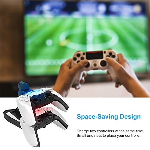PS5 Controller Charger, Playstation 5 Charging Dock Station, Dual USB Type C Fast Charging with Stand & LED Indicator, for Sony PS5 DualSense Controller
