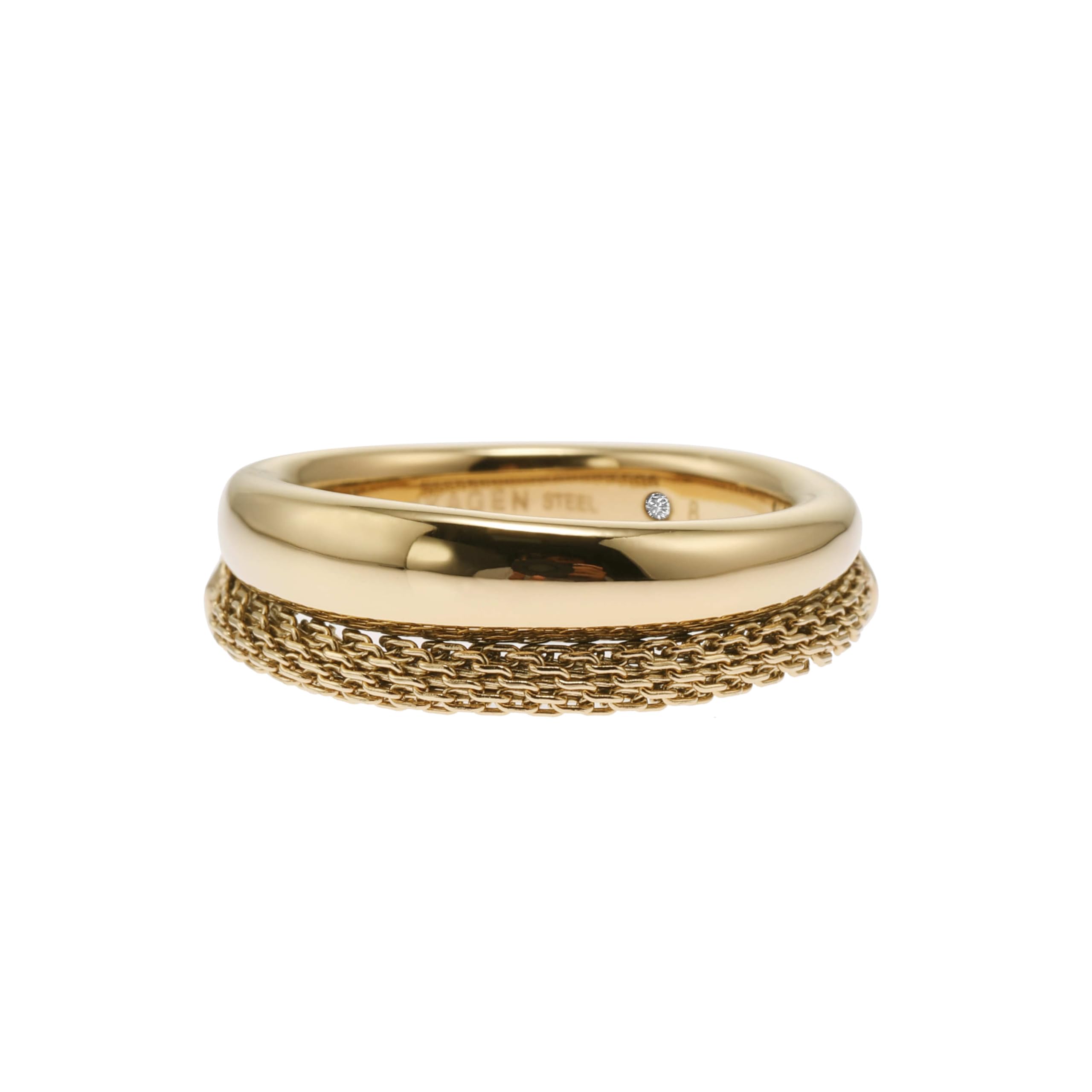 Skagen Women's Gold Tone Ring with Crystal Accents, 8