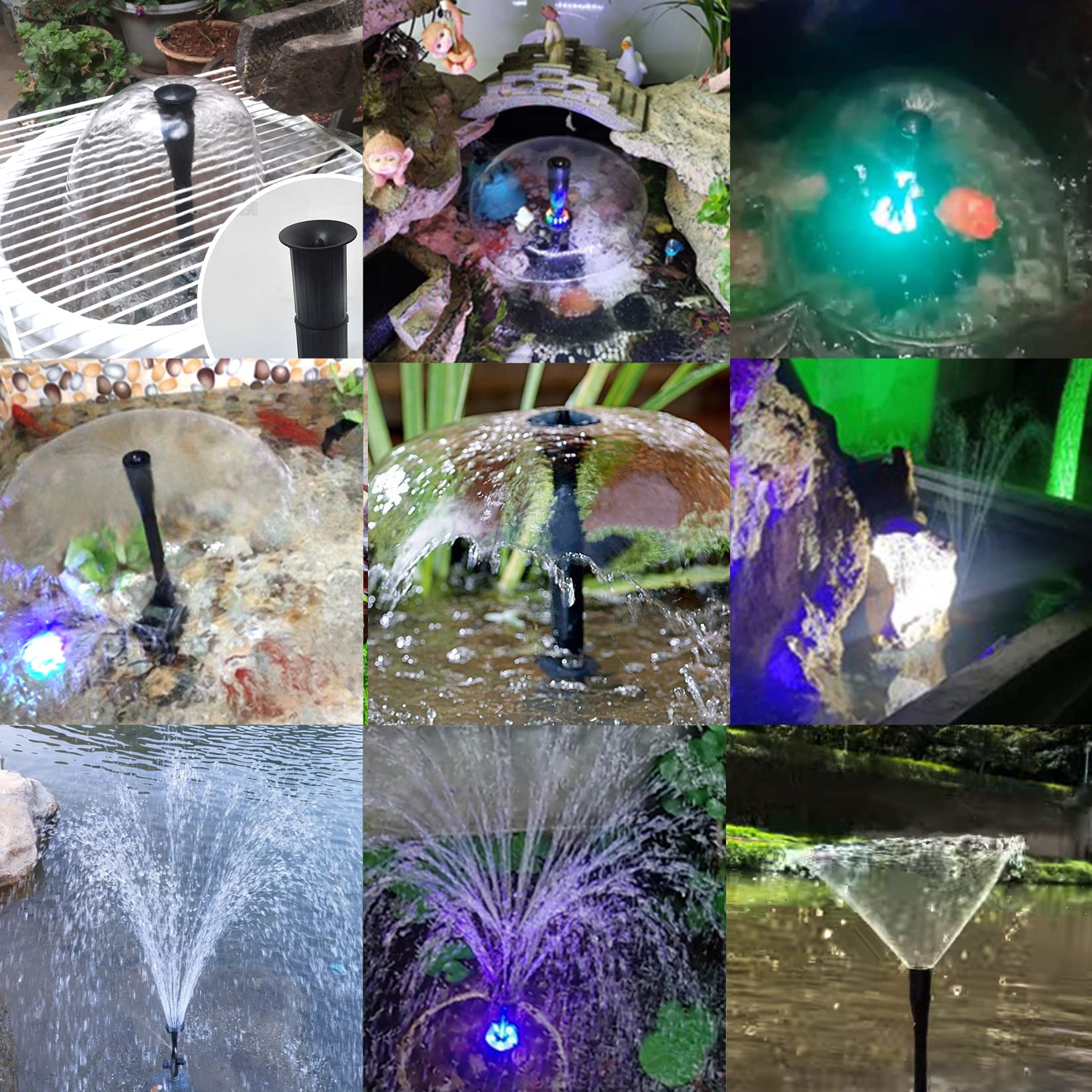 Water fountain nozzle for Garden, Ponds, Tabletop Fish Ponds, 8 pcs of Set, 2 Fountain Shaped, (size-S)