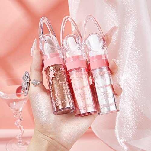 Polvo De Hadas Highlighter Stick Patting Powder, Shimmer Face & Body Hightlighter Makeup Powder, Natural Brighten Glitter Highlighter Powder, High Gloss Bright Luster Fairy Glitter Sparkle Powder Makeup (#01 White Moonbeam)