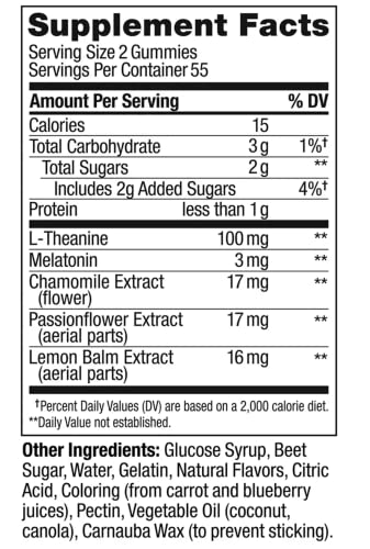 OLLY Restful Sleep Gummy Supplement with Melatonin & L-theanine Chamomile, BlackBerry Zen, (55 Day Supply) Supports A Healthy Sleep Cycle* Packaging May Vary (110 Gummies)