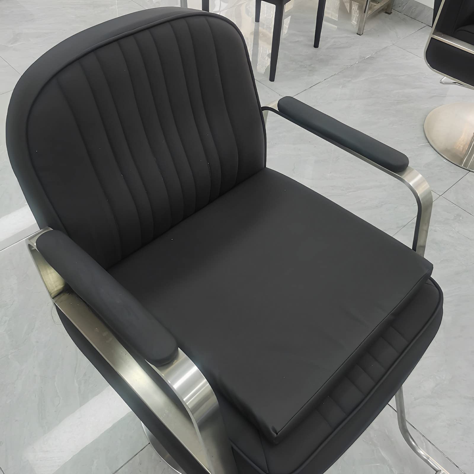 Ptosziav Leather Thick Not-Slip Chair Pads Memory Foam Chair Seat Cushion Removable Chair Padding for Office Dining Chair(Black 40cm/16in)