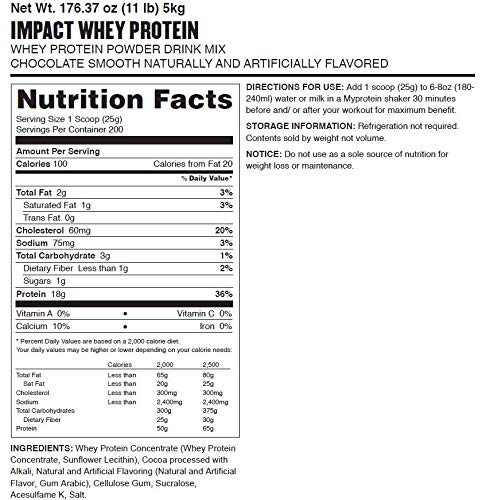 MyProtein Impact Whey Protein Powder, 11 lbs, Chocolate Smooth