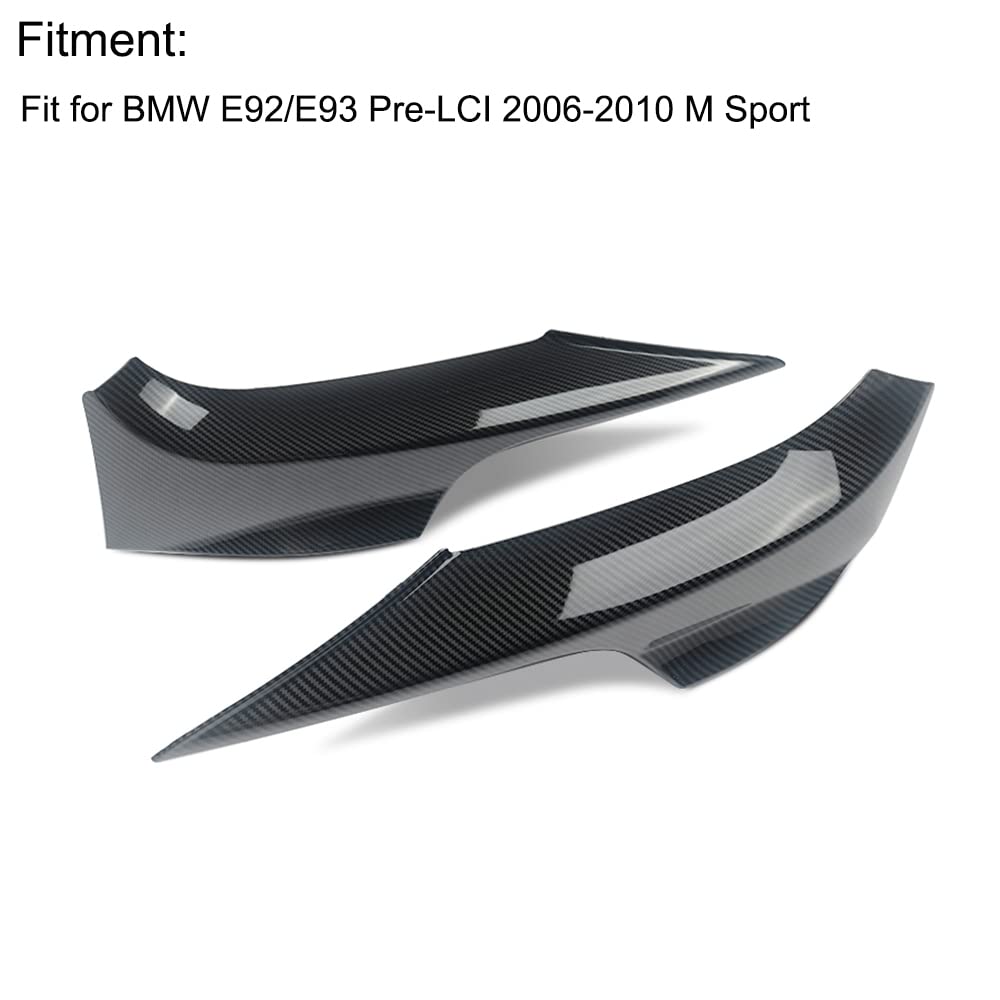 MIC Front Bumper Lip Splitter Protector Cover Compatible with E92/E93 Pre-LCI 2006-2010 M Sport,ABS Plastic (Carbon Fiber Style)