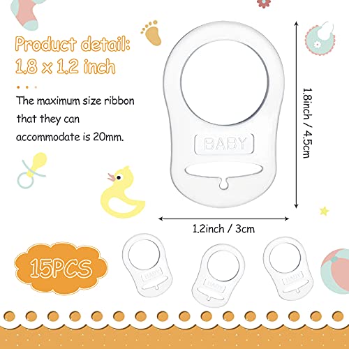 Patelai 15 Pieces Soft Silicone Baby Pacifier Clips Holders Silicone Adapter Rings Holder Baby Nipple Rings Baby Dummy Pacifier Holder for Baby Pacifiers(Transparent)