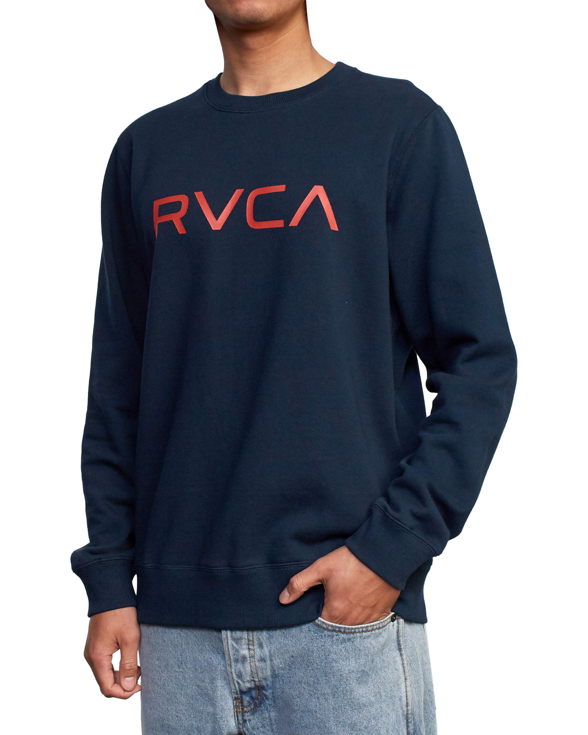 RVCA Men's Graphic Fleece Crew Pullover Sweatshirt, Big Black, Large