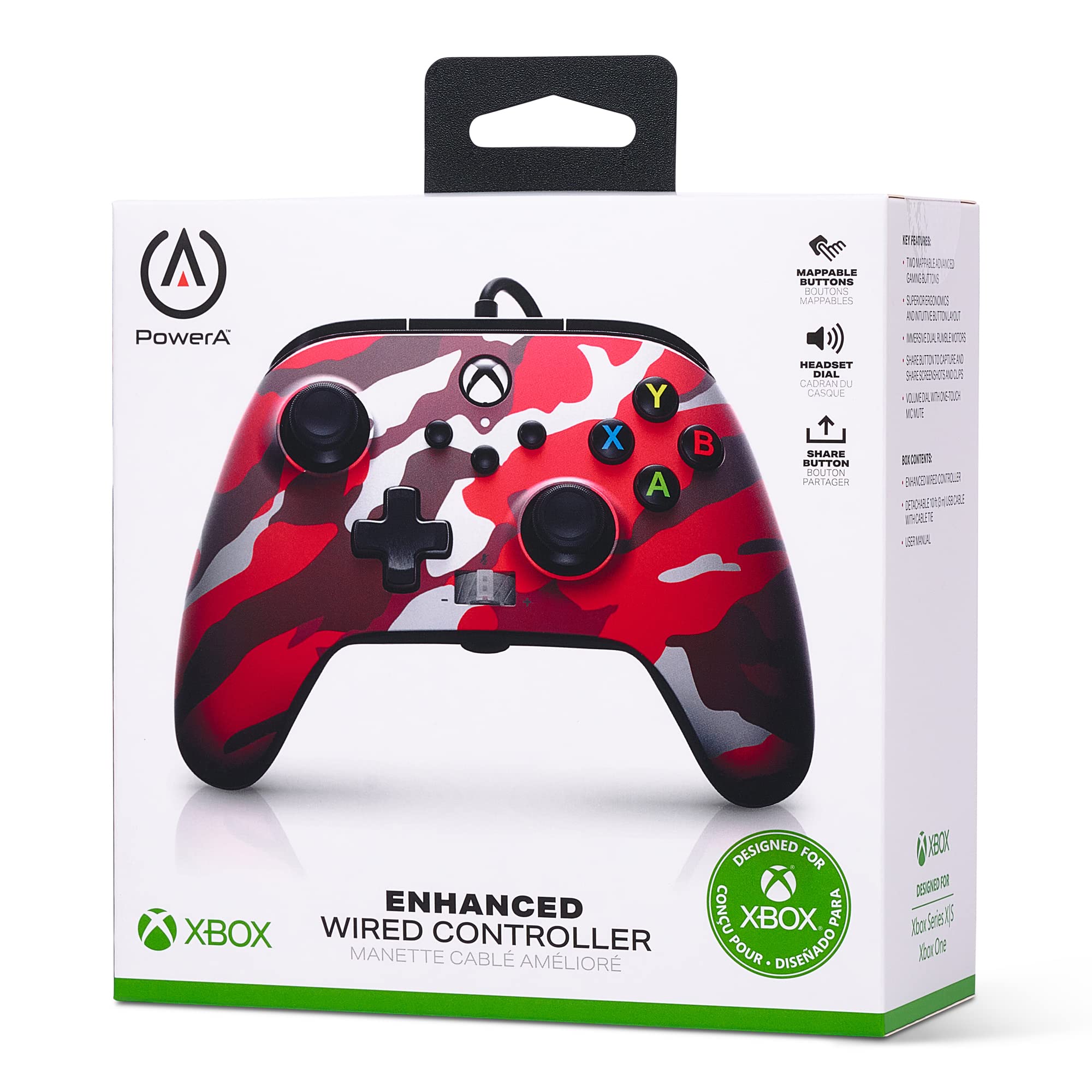 PowerA Enhanced Wired Controller for Xbox Series X|S - Metallic Red Camo, gamepad, wired video game controller, gaming controller, Xbox Series X|S