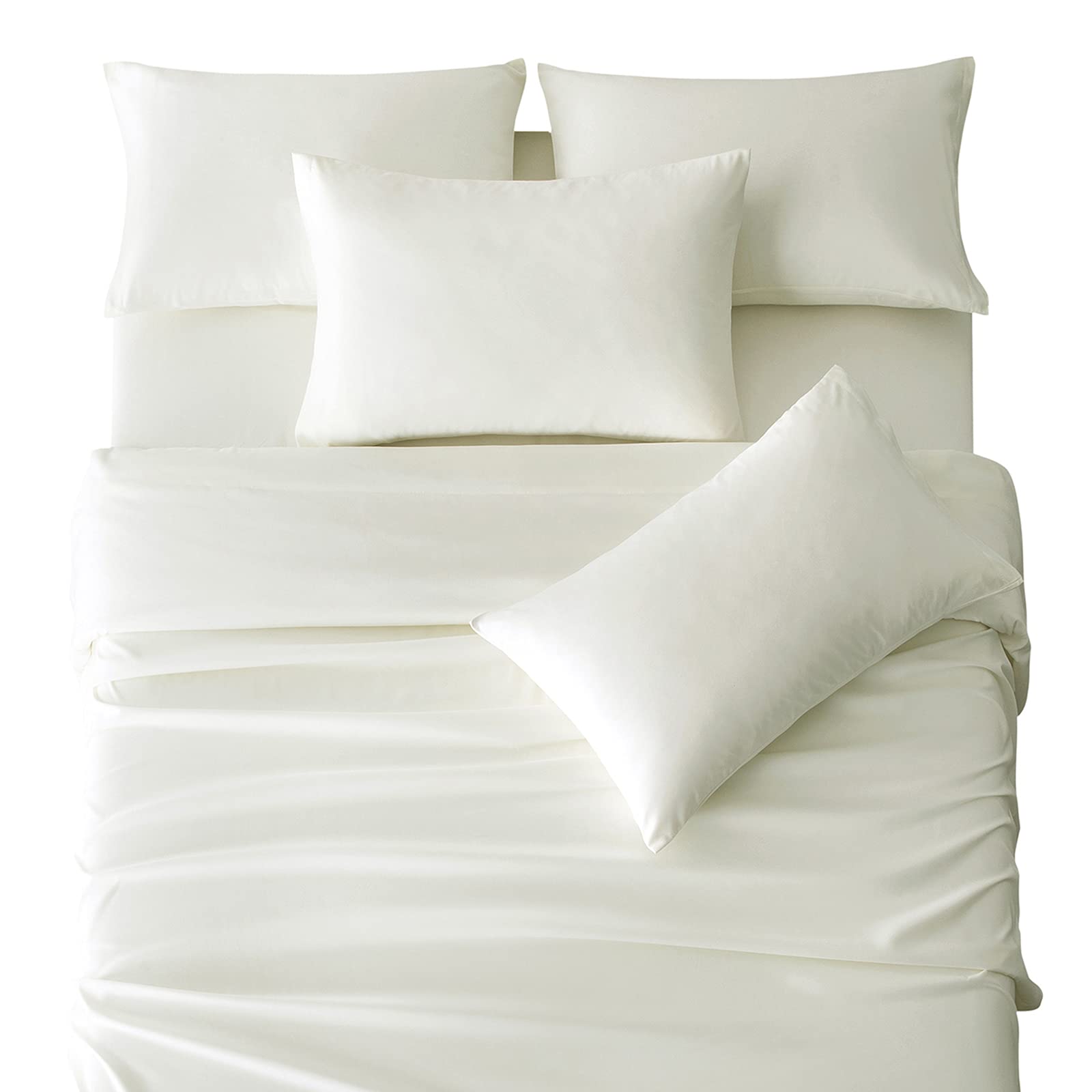 SiinvdaBZX 4 Piece 1800 Thread Count Bed Sheet Set, King Brushed Microfiber Bedding Sheets, 15" Deep Pockets Sheets Set with 2 Envelope Closure Pillowcases, Easy Care (Cream White)