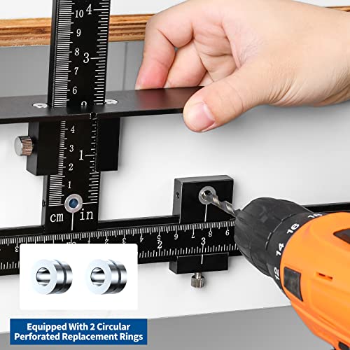 Raynesys Aluminum Alloy Cabinet Hardware Jig, Punch Locator Cabinet Drawer Drilling for Easy Installation, Adjustable Drill Guide for Door & Drawer Front Handles Punch Locator, Black