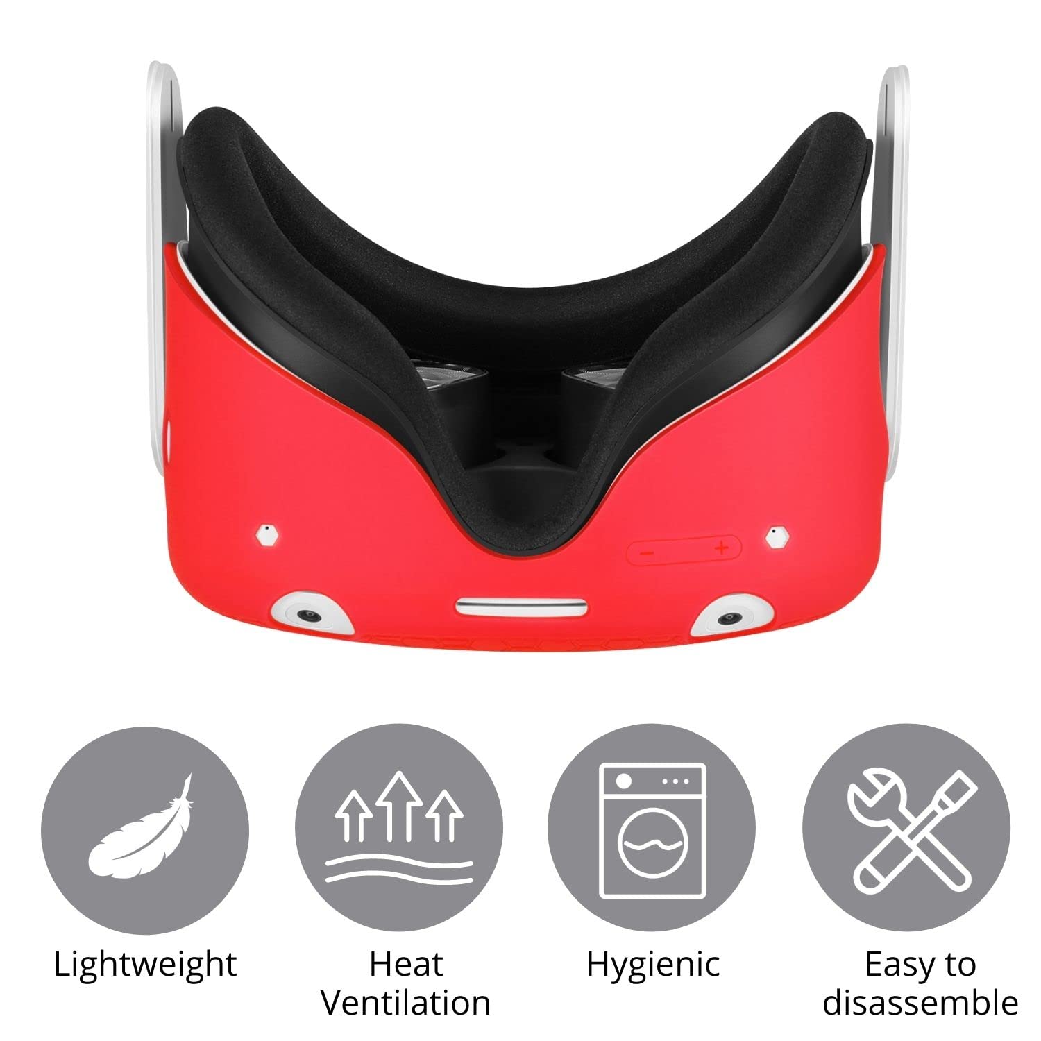 TNP VR Cover for Oculus Quest 2 Cover - Red Silicone VR Cover for Oculus Quest 2 Protective Cover - Anti Scratch Dust Bump Oculus Protective Cover