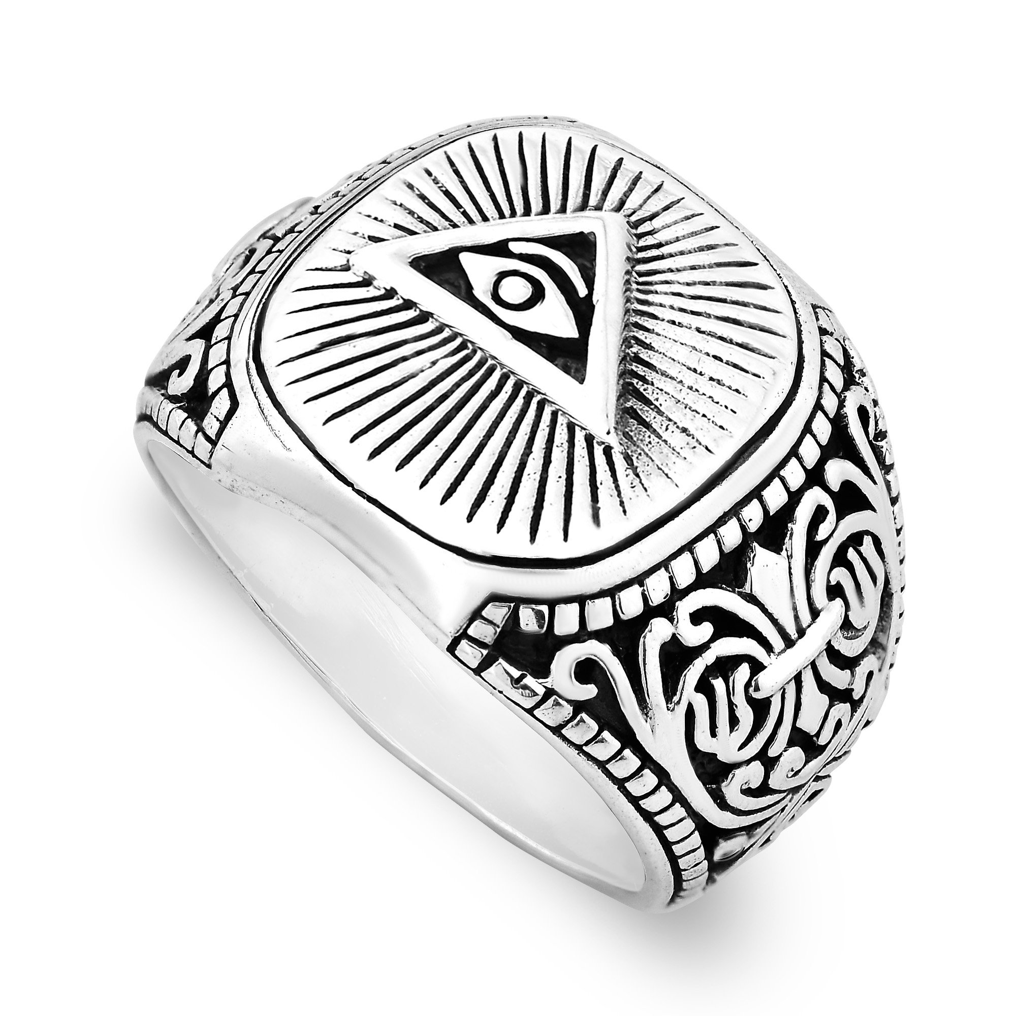 Mystical All-Seeing Eye or Eye of Providence .925 Sterling Silver Ring (10)