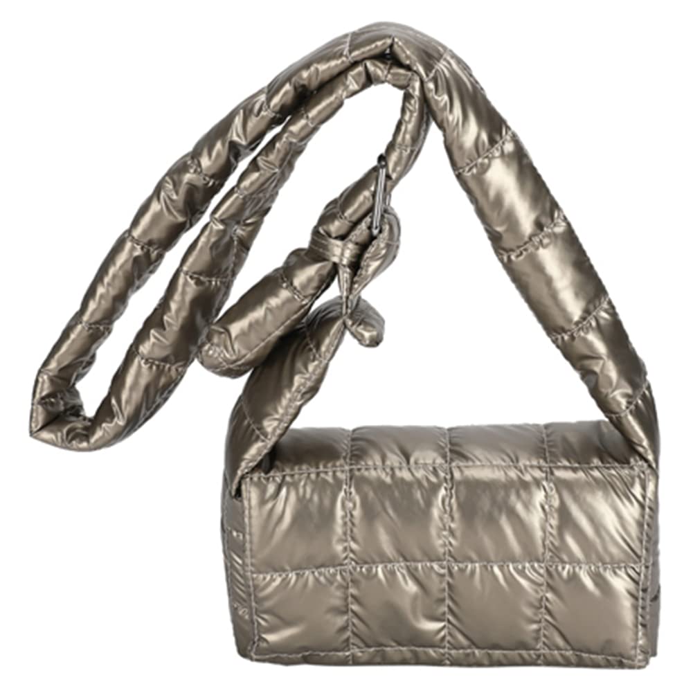 WHITELOTOUS Cotton Padded Crossbody Bag Puffer Shoulder Bag Puffy Down Handbag Ladies Casual Buckle Flap Winter Soft Solid Color Bag