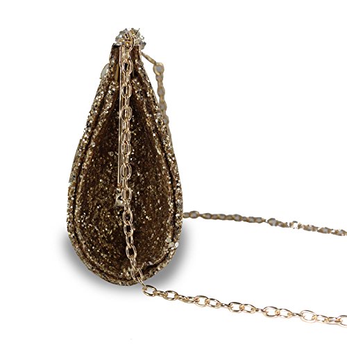 missfiona Glitter Clutch Purse Women Sparkle Evening Bag Wedding Party Handbag with Chain(Gold)