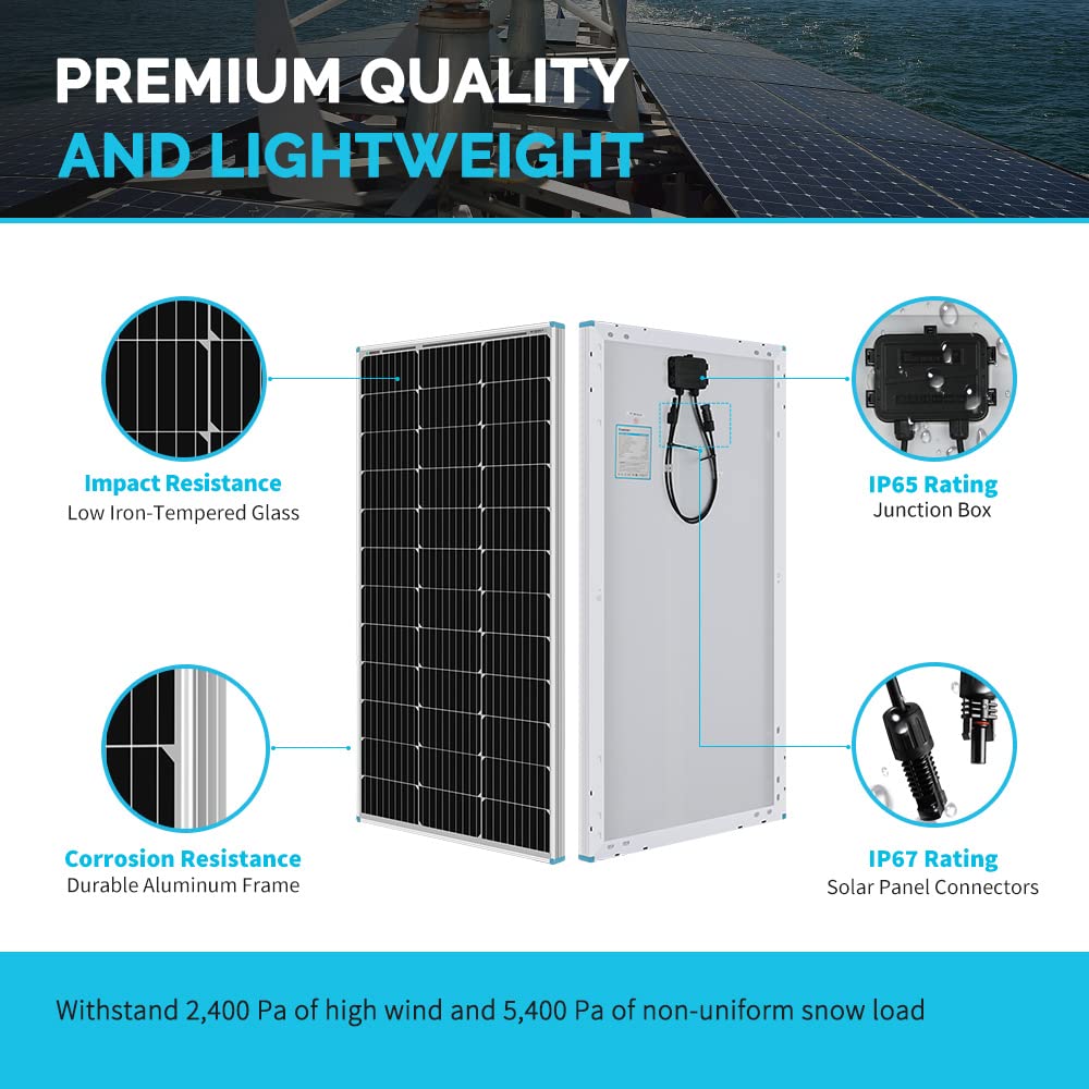 Renogy 400 Watts 12 Volts Monocrystalline Solar RV Kit Off-Grid Kit with Adventurer 30A PWM LCD Charge Controller+ Mounting Brackets+ Male & 2000W Pure Sine Wave Inverter 12V DC to 120V AC Converter