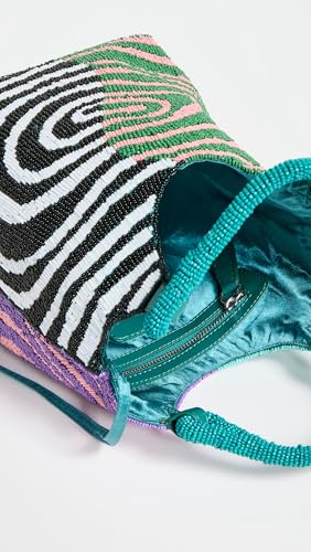 STAUD Women's Beaded Cote Bag, Acid Swirl, Print, Green, One Size