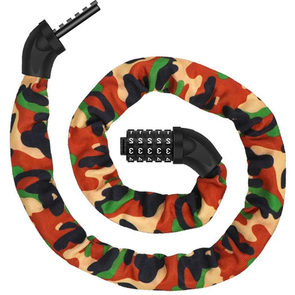 RXLLSY Bicycle Anti-Theft Code Lock, Battery car Lock, Portable Five-Digit Code Chain Lock, Cycling Accessories (150CM Long)