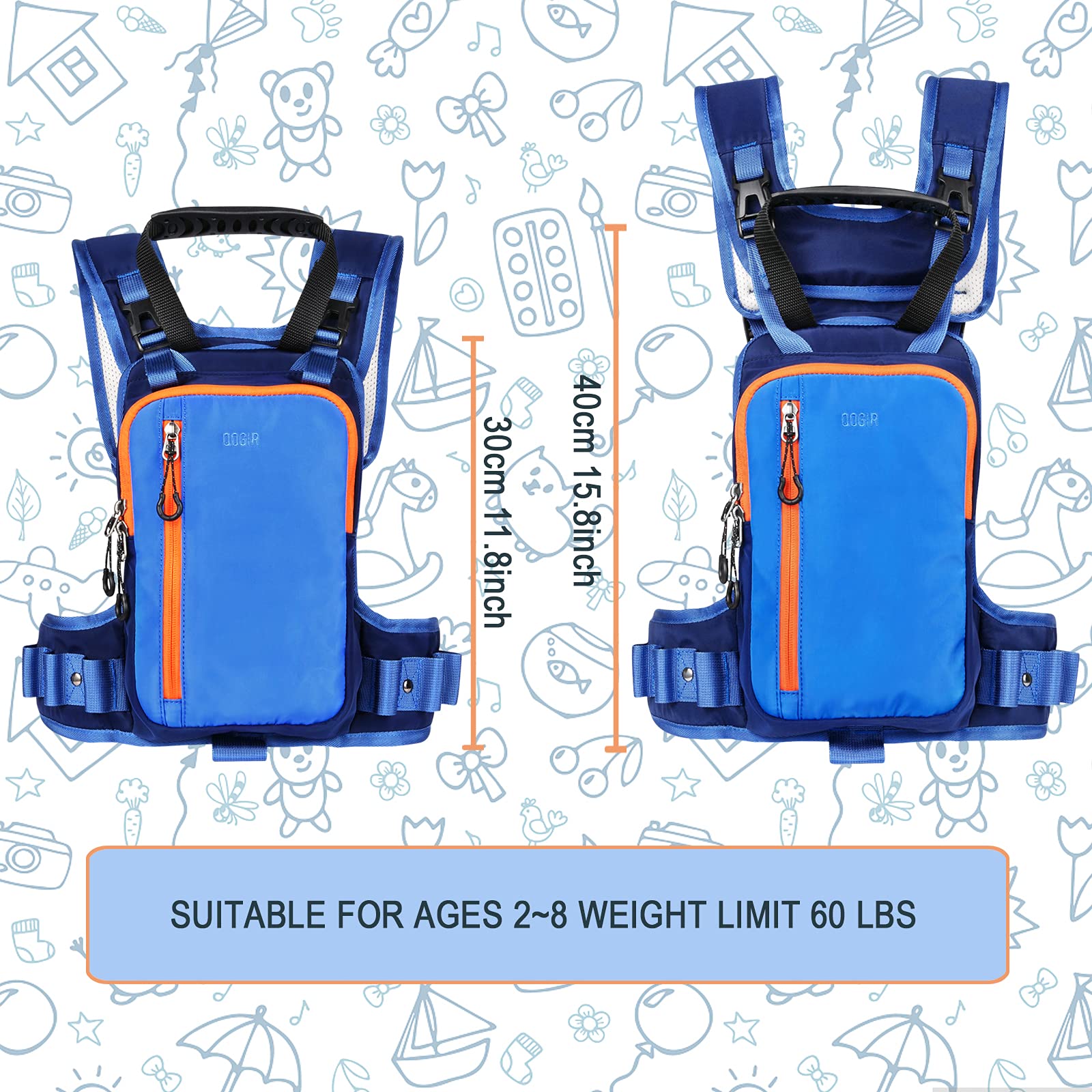 Ski and Snowboard Harness Trainer Backpack for Kids: Learn to Ski Safely and Teach Your Child The Speed Control of Blue