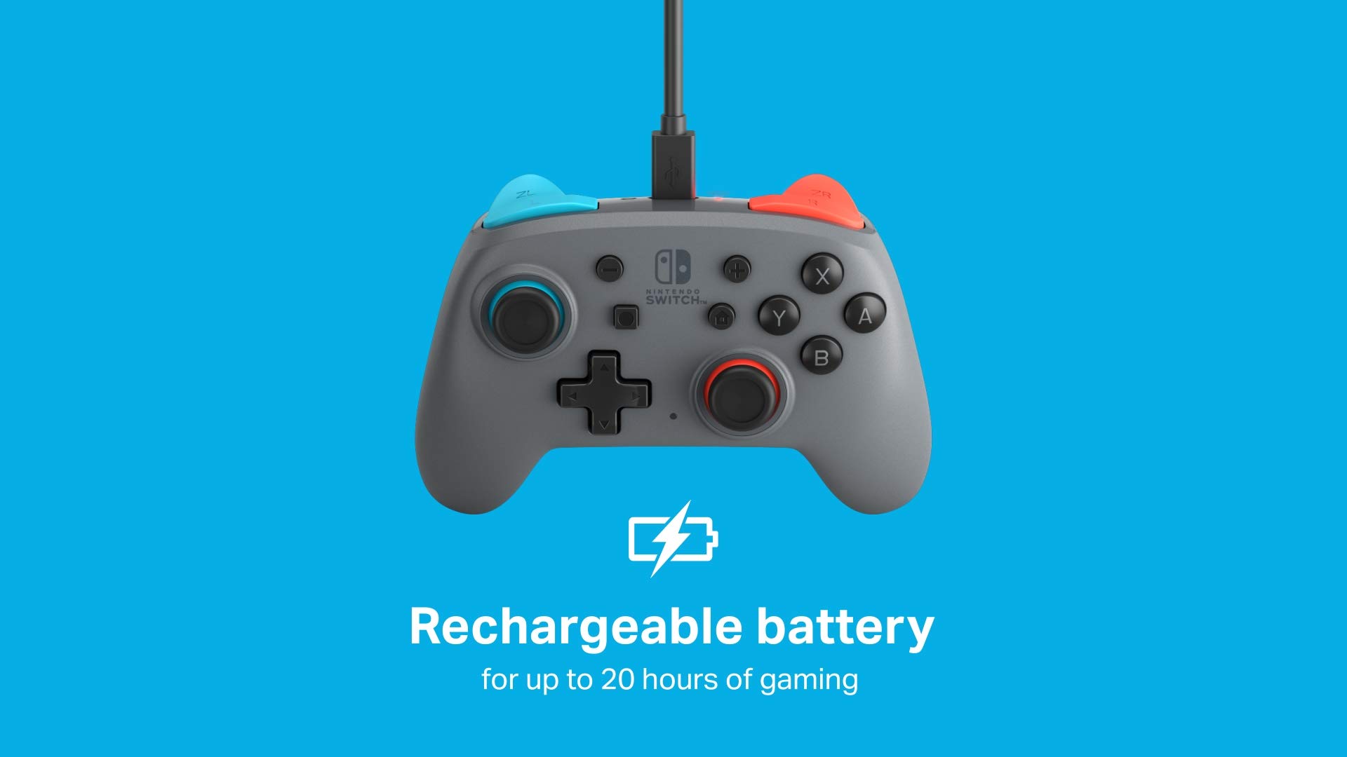 PowerA Nano Enhanced Wireless Controller for Nintendo Switch - Grey-Neon, Works with Nintendo Switch Lite, Bluetooth Controller, Gamepad, Compact, Smaller, Rechargeable, Portable - Nintendo Switch