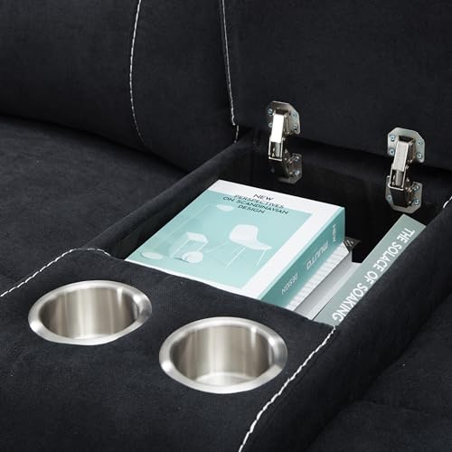 Modern Power Motion Sectional Reclining Sofa Set,Symmetrical L-Shaped Recliner Sofá Upholstered 5-Seat Corner Couch with 2 Center Consoles and 4 Cup Holders for Living Room/Villa/Theater Seating