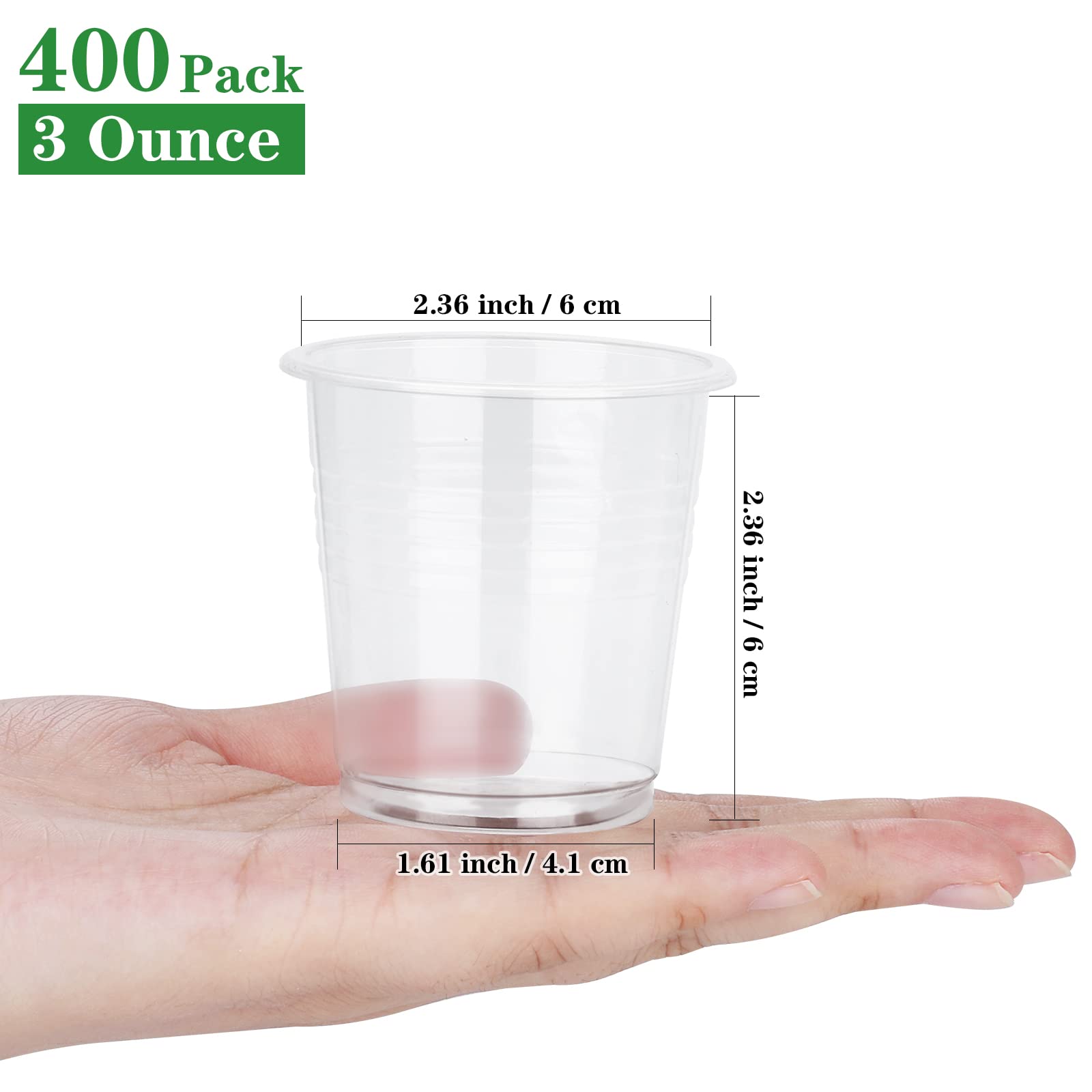 Ruisita 400 Pack 3 Ounce Clear Plastic Cups Disposable Mouthwash Cups Drinking Cups for Party, Picnic, BBQ, Travel, and Events