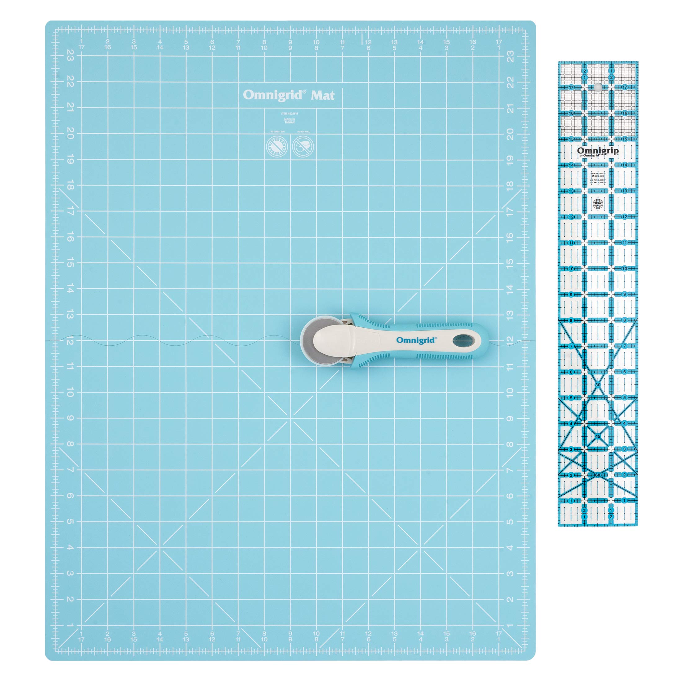 Omnigrid Folding Kit Mt/Cut/Rlr, Large, Blue
