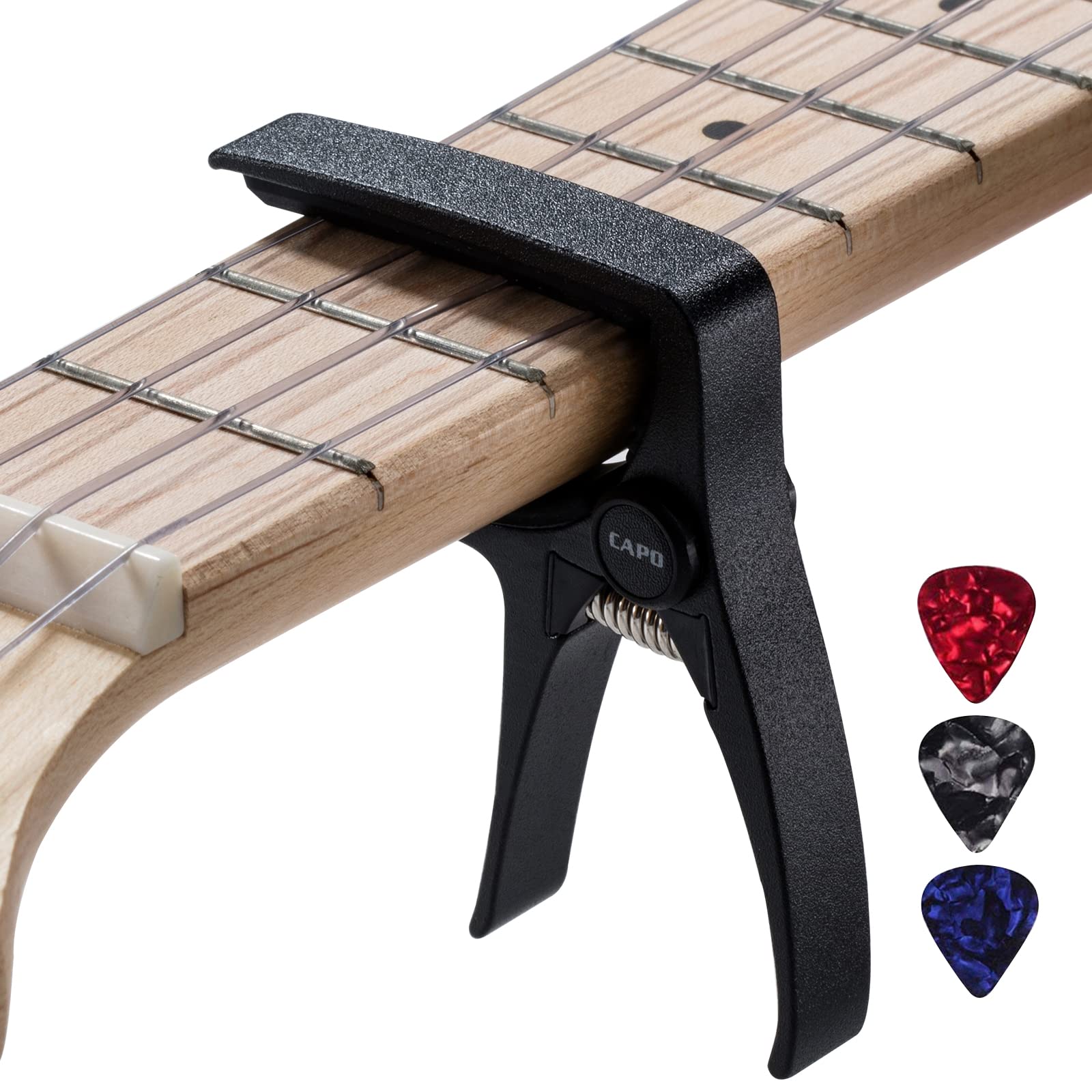 Mini 4 String Guitar Capo, Professional Ukulele Capo for Soprano Tenor Concert Ukuleles Banjos Mandolin(BLACK)