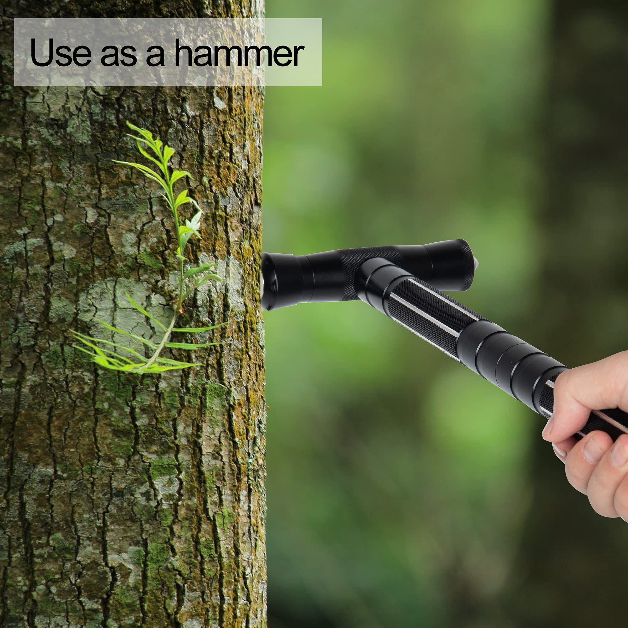 Trekking Poles Tactical Walking Hiking Sticks Multitool Aluminum Alloy Detachable Cane Gray Climbing Equipment and Gear
