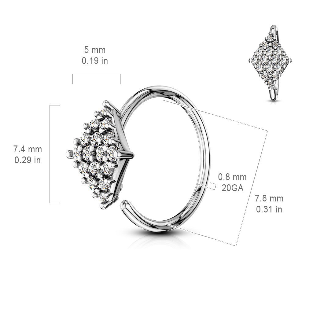 MoBody 3-Pack 20G Bendable Nose Ring Piercing Hoop CZ Paved Surgical Steel Cartilage Earring Set (8mm)