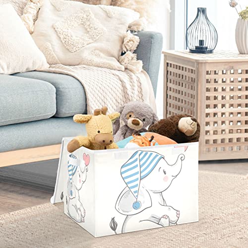 RunningBear Baby Elephant Large Storage Bins with Lid Collapsible Storage Bin Closet Organizers Cloth Baskets Containers for Clothes Towels Magazine