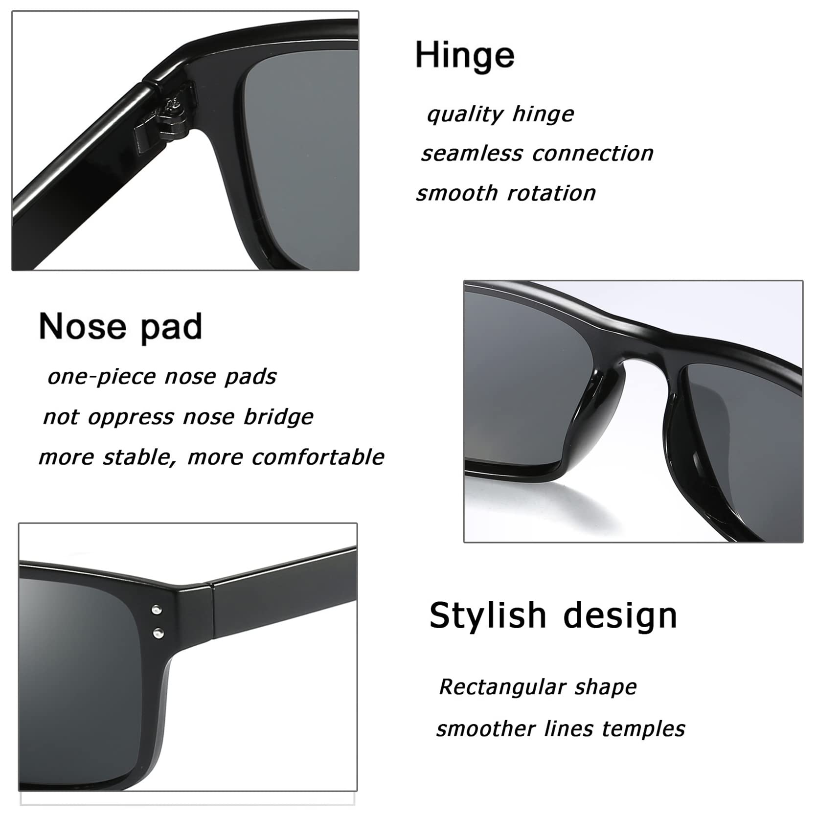 MOFLYOM Polarized Sunglasses for Men Women Driving Fishing Unisex Vintage Rectangular Sun Glasses