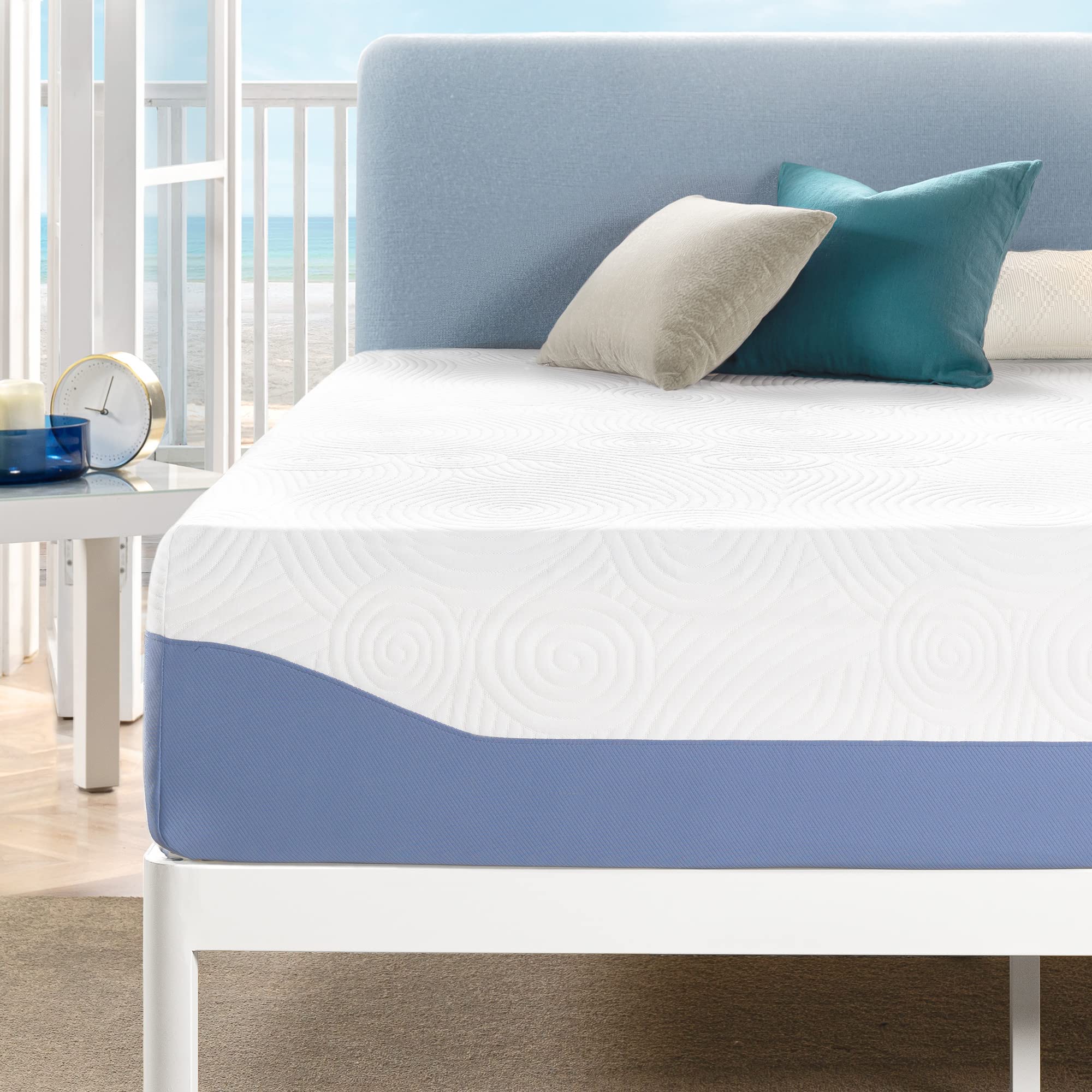 Mellow 14 Inch Cooling Gel-Infused Memory Foam Bed Mattress, Medium Firm Sleep and Breathable Fabric Cover, King , Mattress In A Box