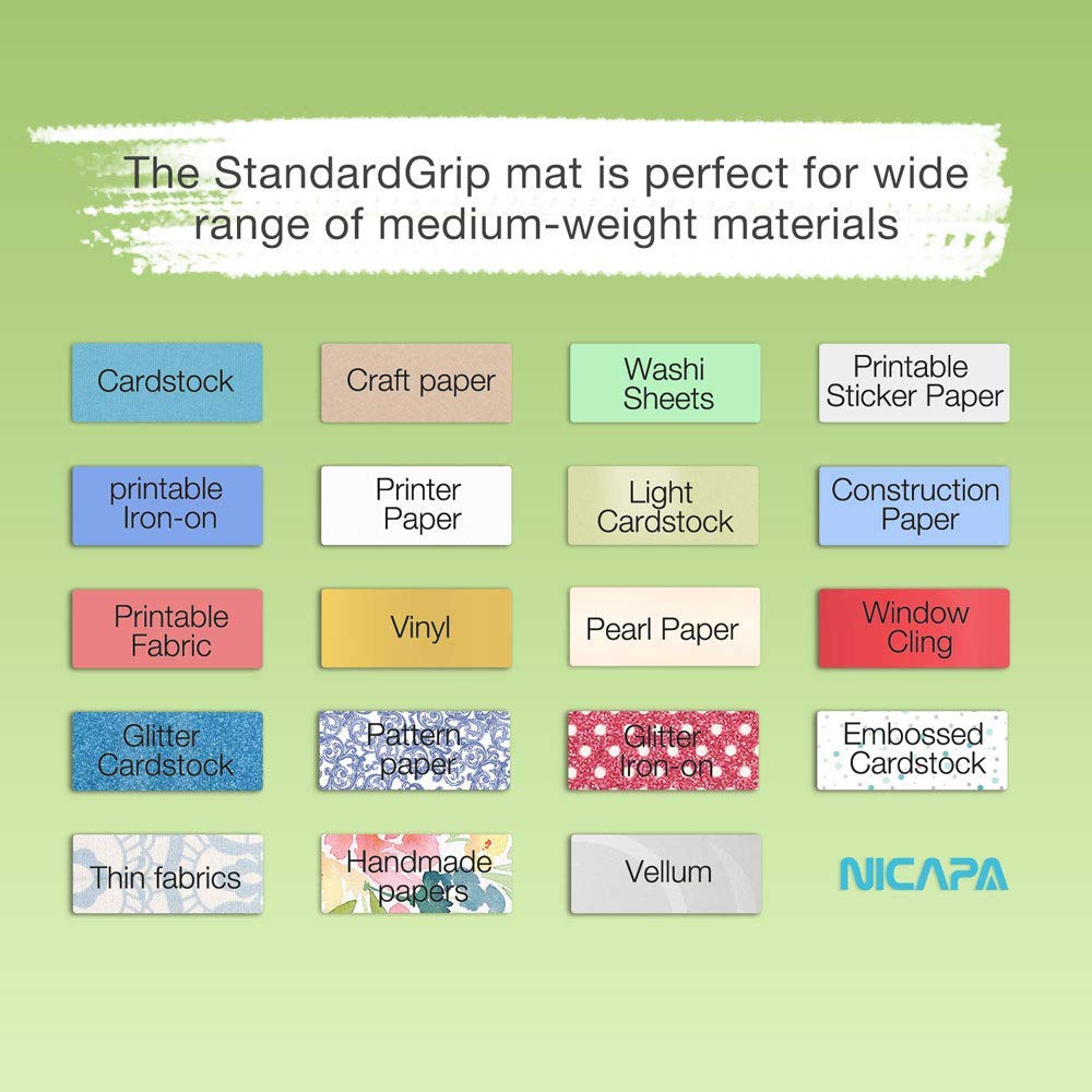 Nicapa Standard Grip Cutting Mat for Cricut Maker 3/Maker/Explore 3/Air 2/Air/One (12x24 inch,3pack) Adhesive&Sticky Non-Slip Flexible Square Gridded Cut Mats Replacement Accessories Mats Vinyl Craft