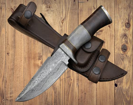 PSK180 - 9.5" inches - DAMASCUS STEEL HUNTING KNIFE, Custom Bowie Knife
