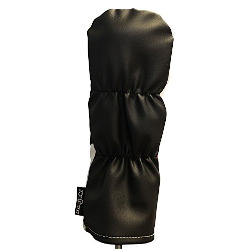 Majek Retro Golf Headcover White Red and Black Vintage Leather Style #5 Fairway Wood Head Cover Classic Look