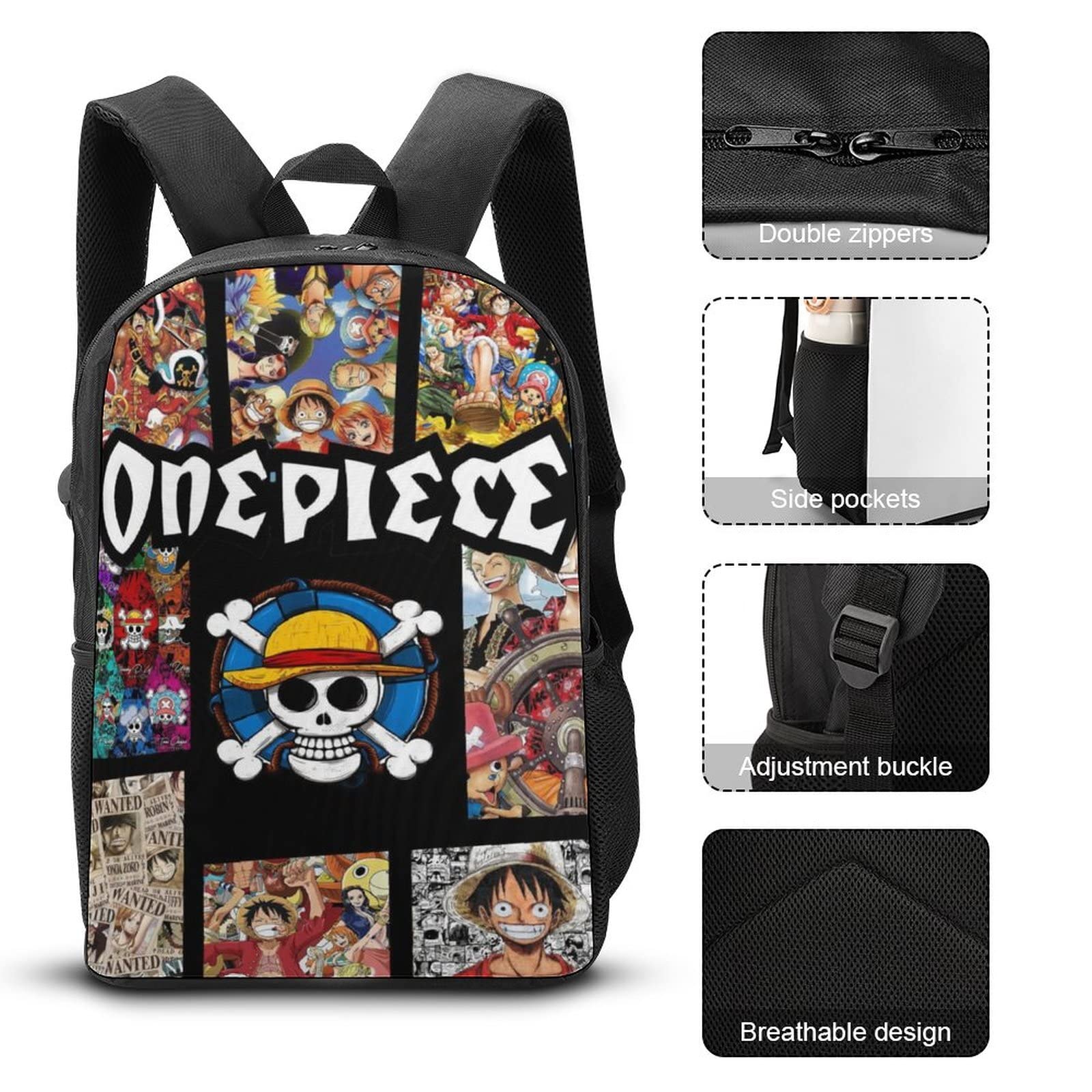 Rhukot Anime Backpack Cartoon Laptop Backpack Straw Hat Crew Backpack 17 Inch For Mens Boys And Girls 2-One Size