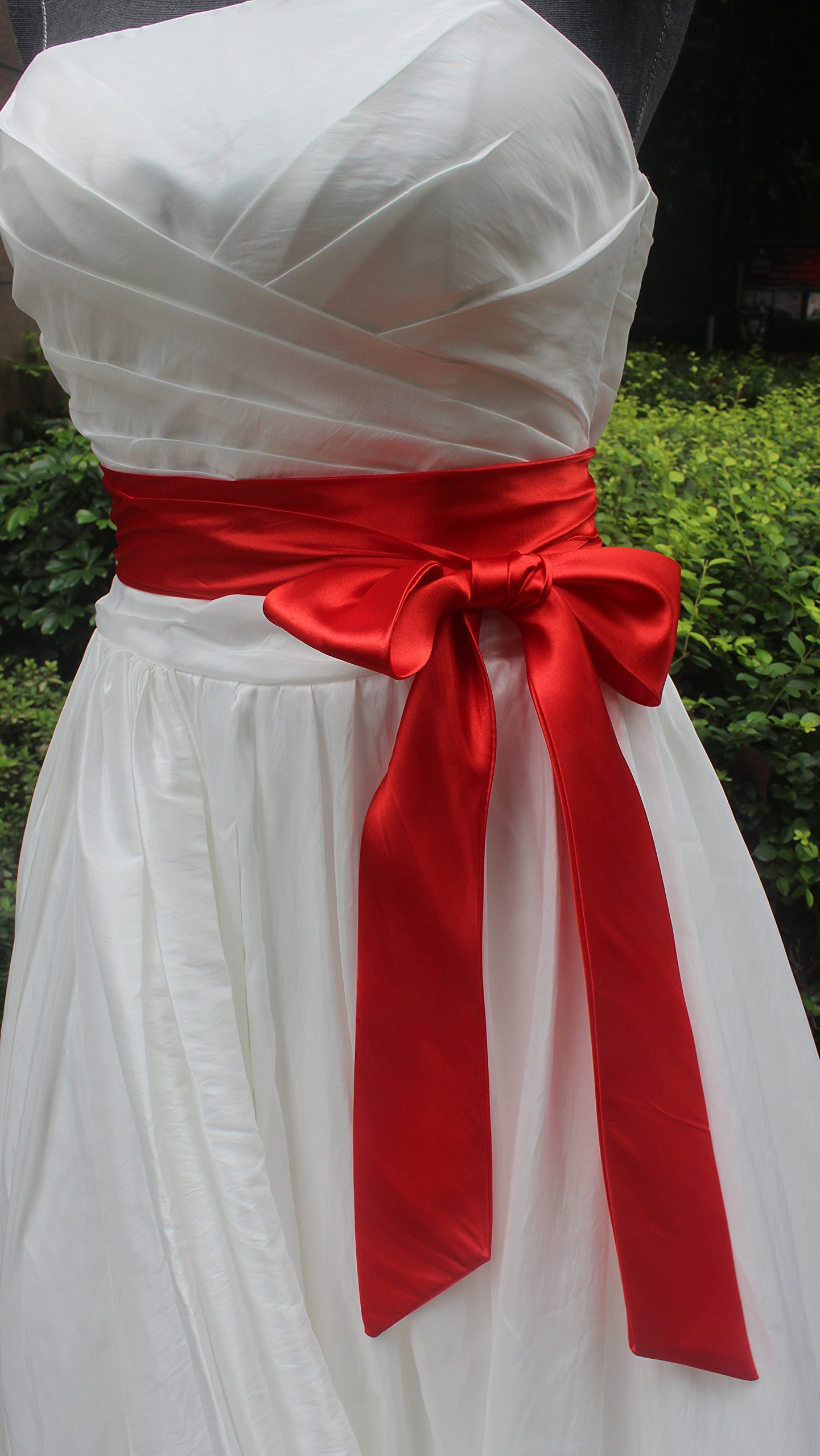 NANIA Wedding satin sash belt for special occasion dress bridal sash (Red)