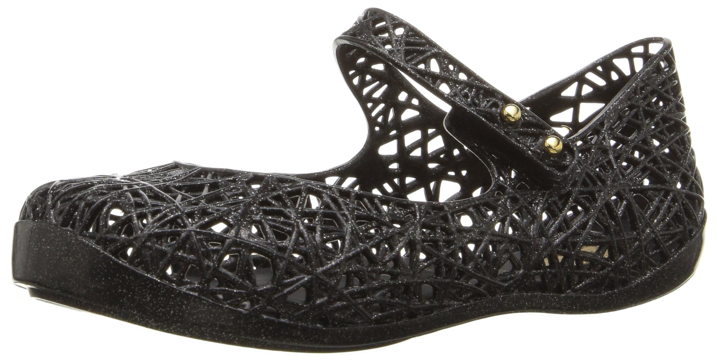 Mini Melissa Girl's Mini Campana Zig ZAG VI Mary Jane, Black Glitter, 9 M US Toddler