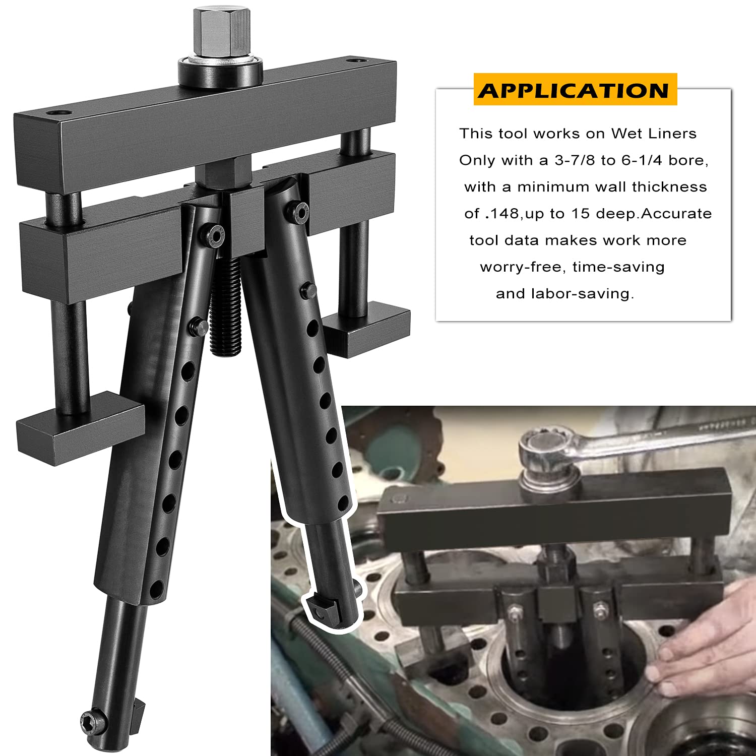PT-6400-C Cylinder Liner Puller Works on Wet Liner from 3-7/8” to 6-1/4” bore Fits For Cummins Caterpillar CAT Mack etc, Replace to PT-6400-C, M50010-B, 3376015