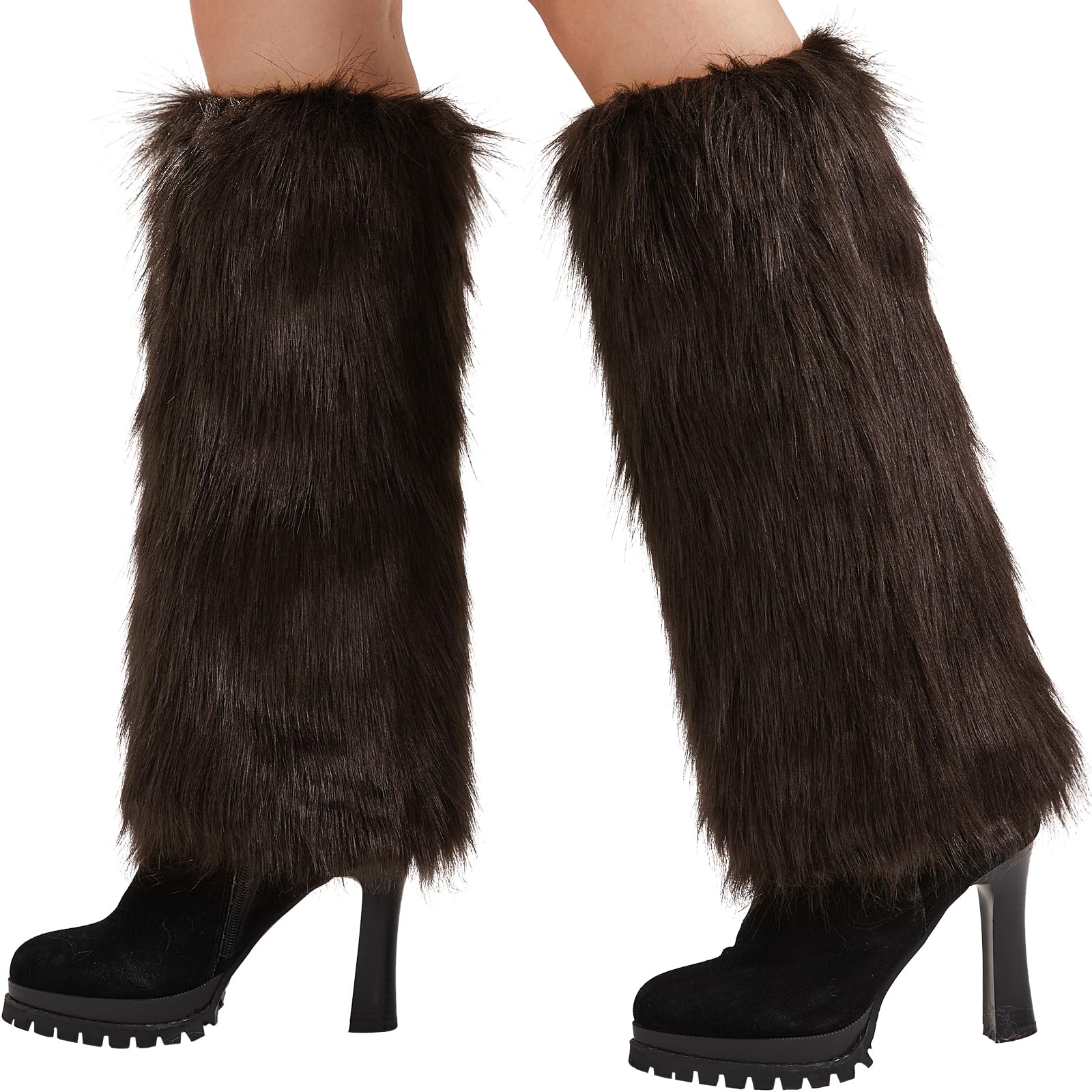 Nanxson Womens Fur Leg Warmer Winter Furry Long Boot Cuffs Cover TTW0034 (Coffee)