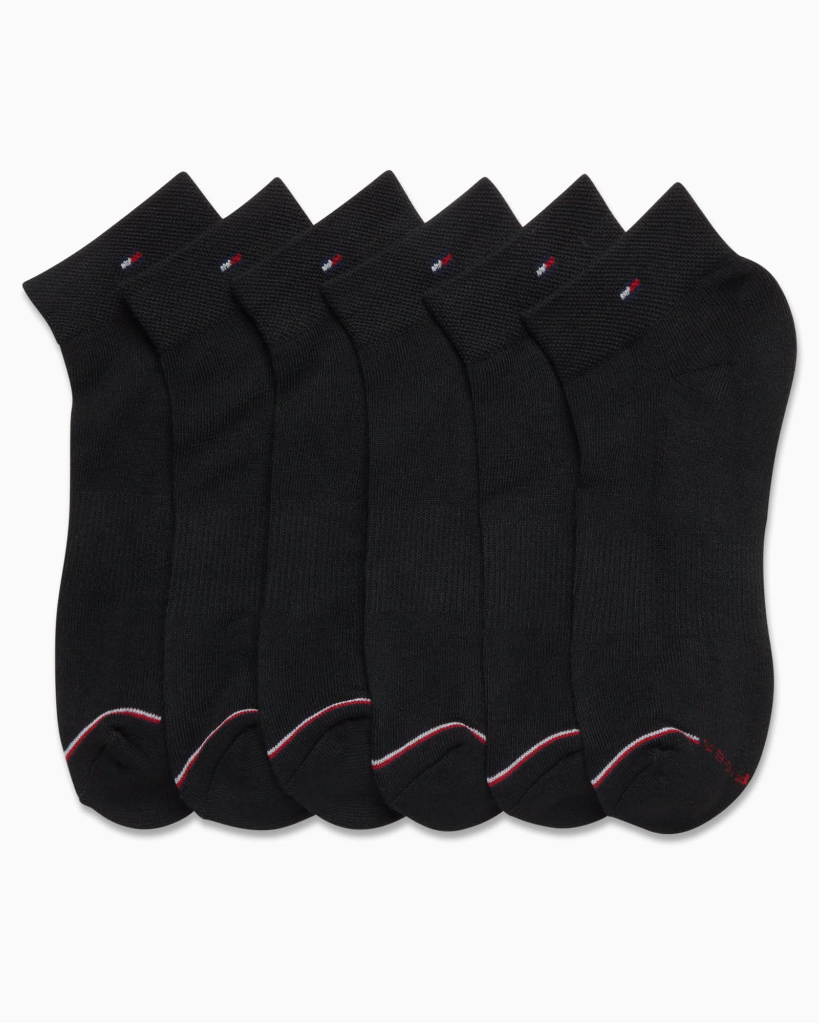 Tommy Hilfiger Women's 6 Pack Flag Sport Cushion Short Crew Socks, Size 4-10, White Assorted